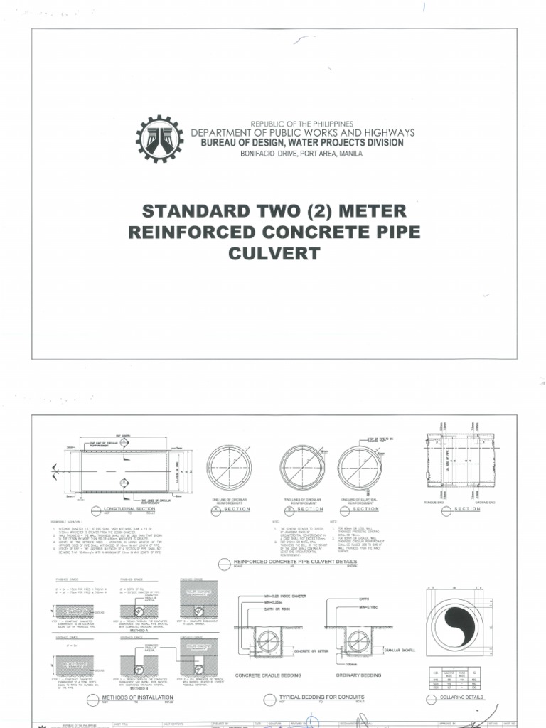 Two Meter Reinforced Concrete Pipe Culvert PDF | PDF