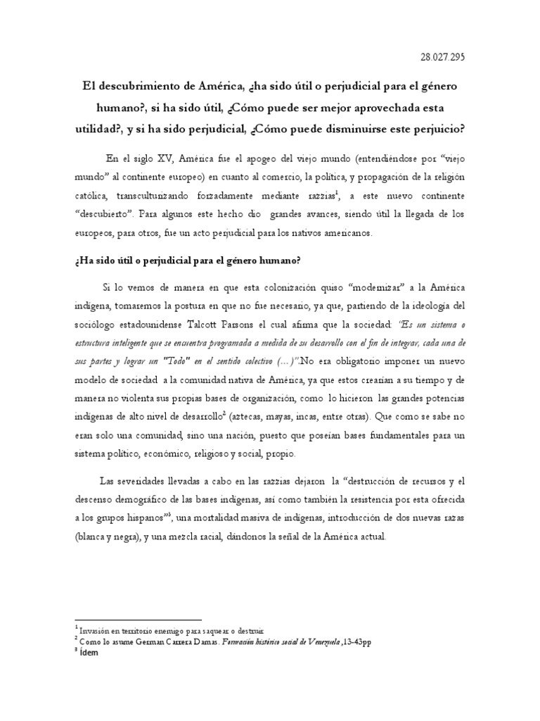 La Llegada de Los Españoles A América (Ensayo) | PDF | Cristobal colon ...