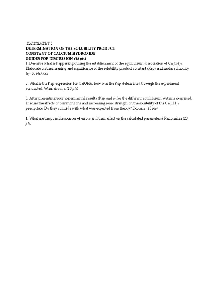 Solubility Product Of Calcium Hydroxide Pdf Teaching Methods