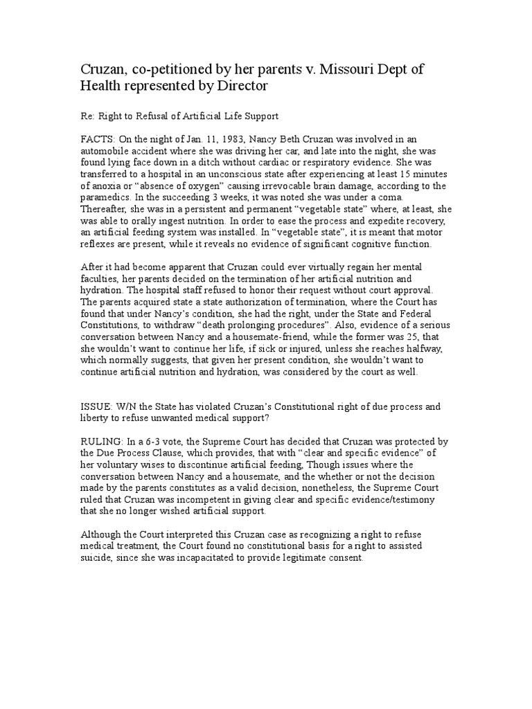Nancy Cruzan Case | PDF | Government | Justice