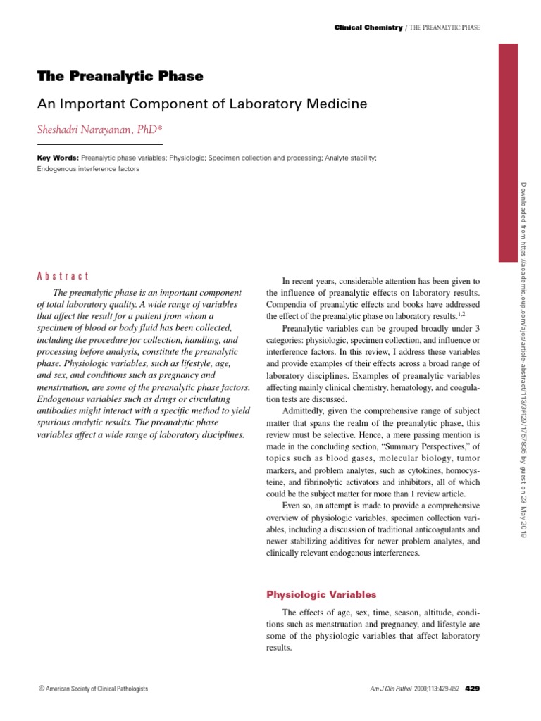 The Preanalytical Phase | PDF | Menstrual Cycle | Luteinizing Hormone