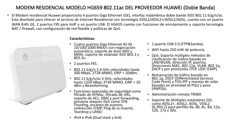 Guia-Modem Huawei HG659 | PDF | Ieee 802.11 | Calidad de servicio