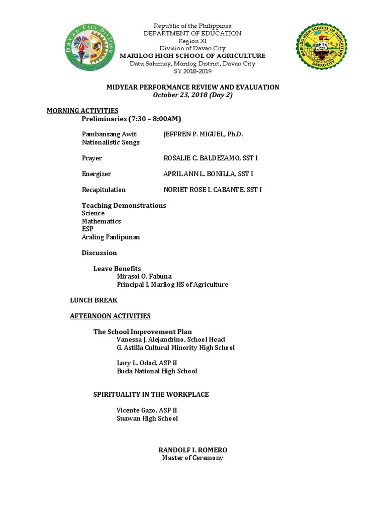 Midyear Performance Review and Evaluation Sample | PDF