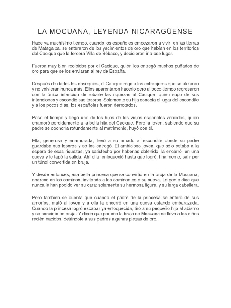 La Mocuana, Leyenda Nicaragüense | PDF