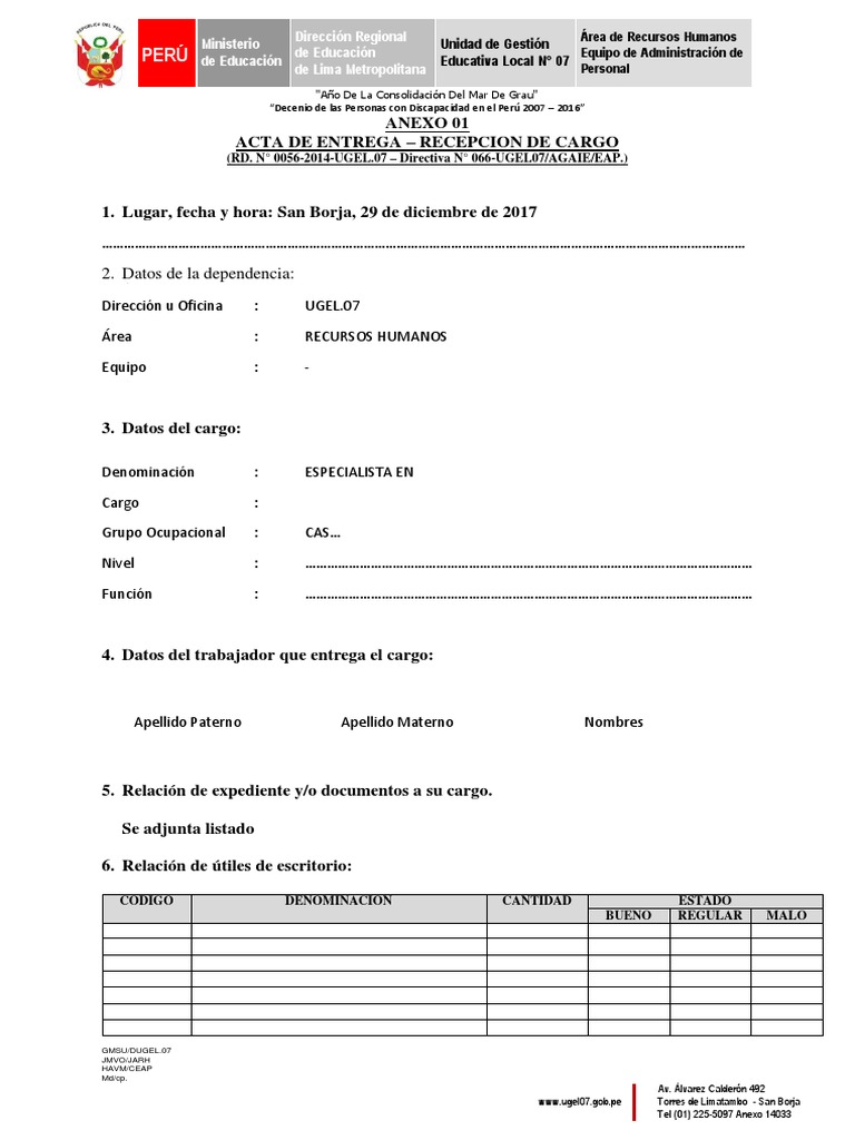 Formato de Entrega de Cargo | PDF | Perú | Business