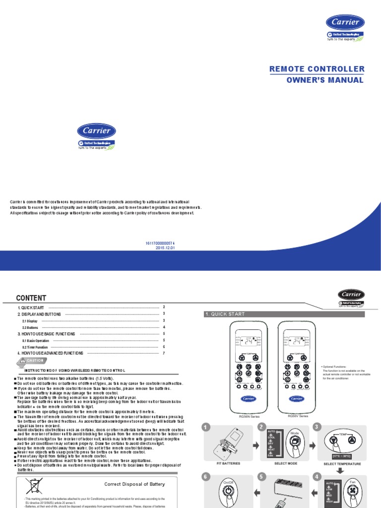 Remote Controller Manual QHM en | PDF | Remote Control | Air Conditioning