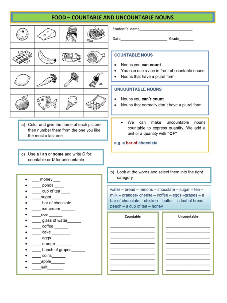 Food - Worksheet | PDF