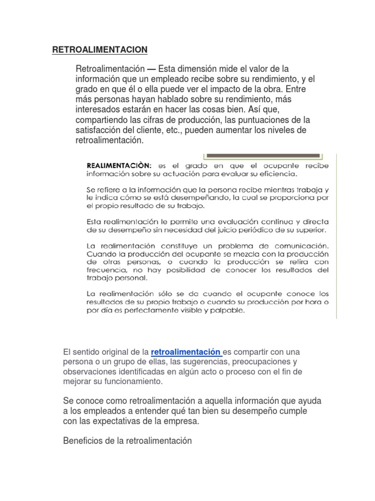 RETROALIMENTACION | PDF | Realimentación | Evaluación de desempeño