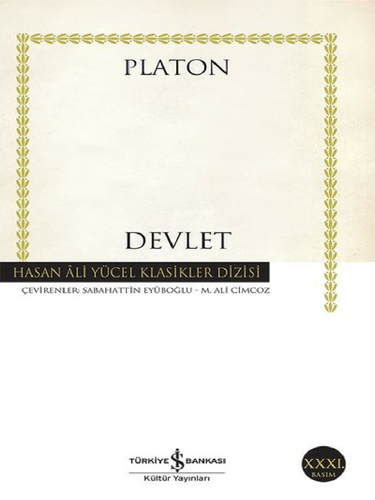 Devlet (Platon) (Hasan Ali Yücel Klasikler Dizisi) PDF | PDF