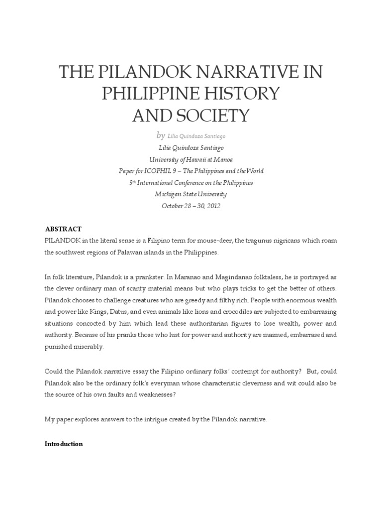 Pilandok: Trickster in Philippine Folklore | PDF | Narrative | Philippines