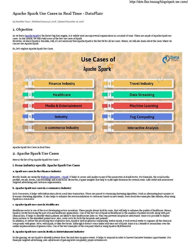 Spark Use Cases | PDF | Apache Spark | Internet Of Things