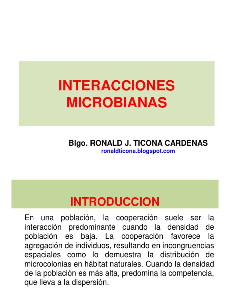 Interacciones Microbianas | PDF | Oxígeno | Metabolismo