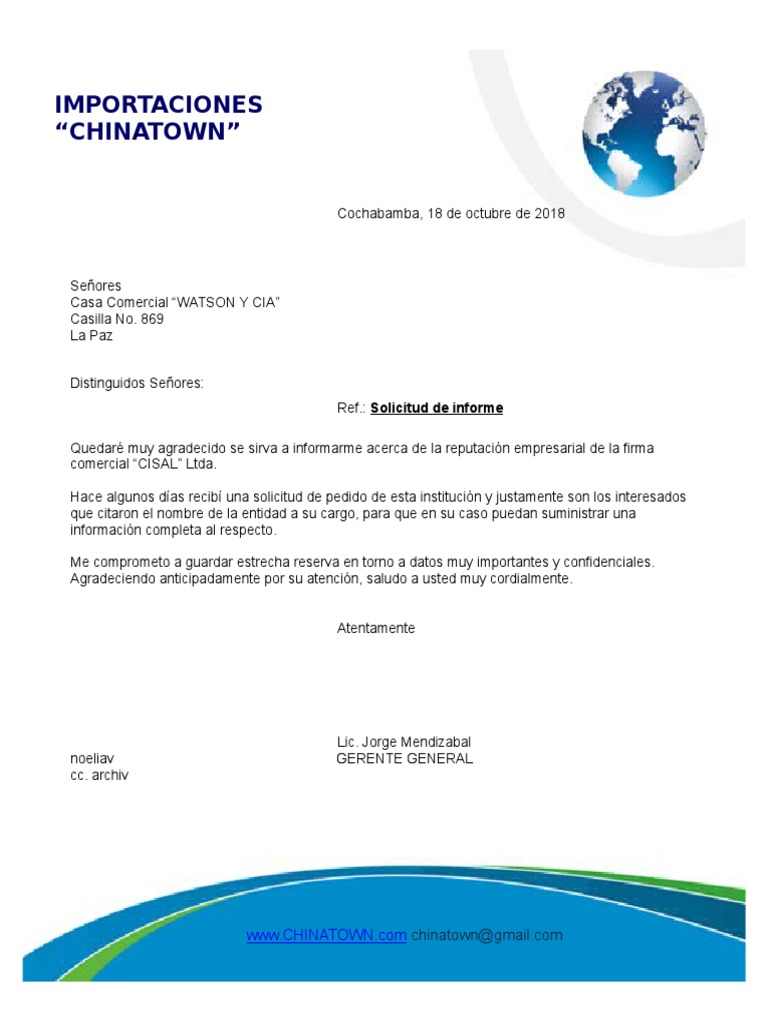Carta Solicitud de Informe | PDF