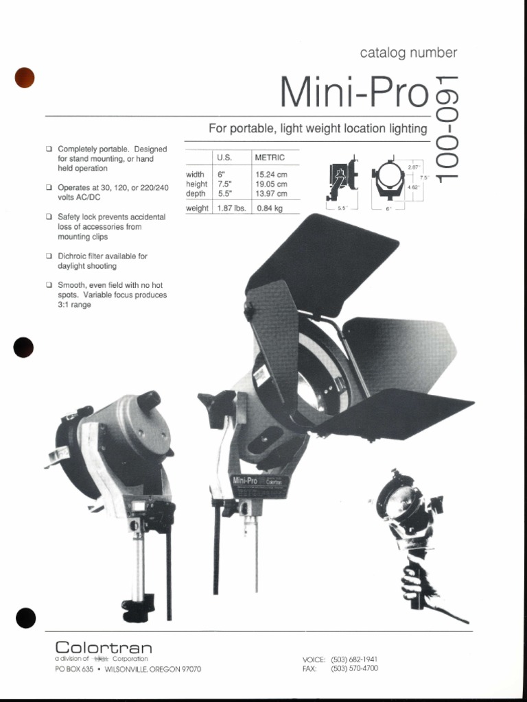 Colortran Mini-Pro Portable Lighting | PDF | Lighting | Electricity