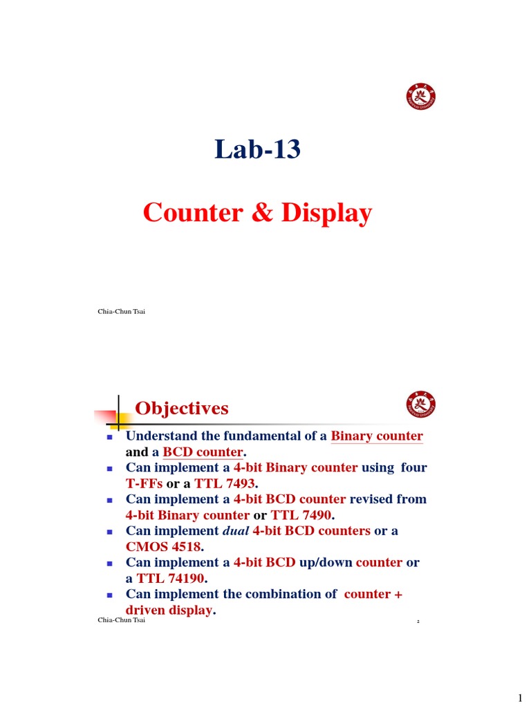 PDS Lab13 Counter & Display | PDF | Computer Memory | Integrated Circuit