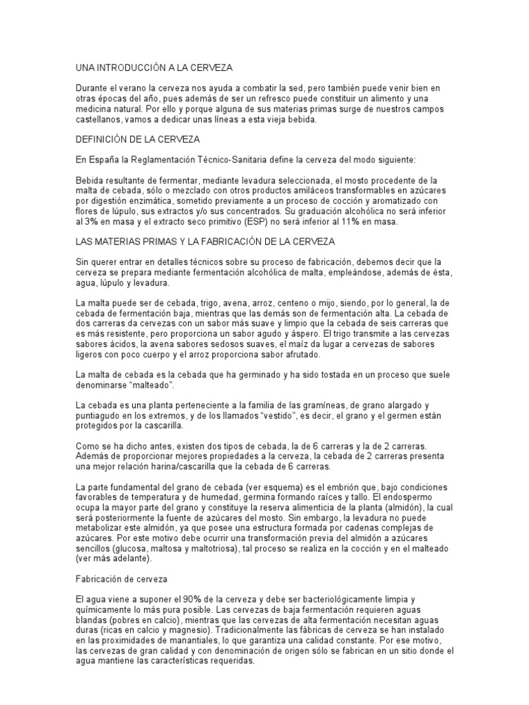 Una Introducción A La Cerveza | PDF | Cerveza | Cebada