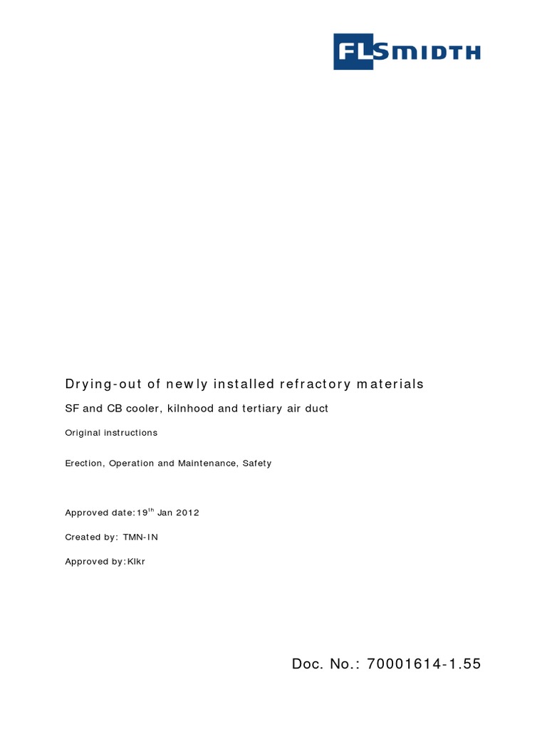 Drying-Out of Newly Installed Refractory Materials: Doc. No.: 70001614 ...