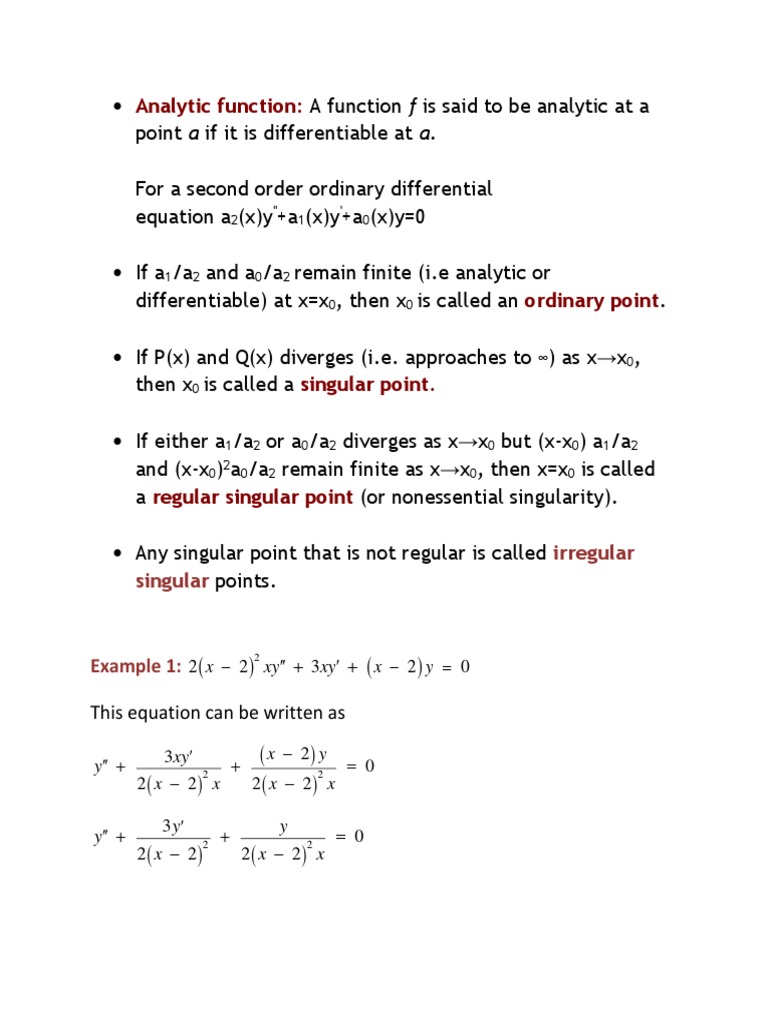 Ordinary, Singular, Regular, Irregular Points | PDF | Rates ...