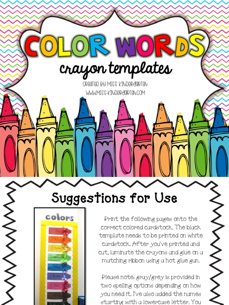 Crayon Templates: Created by Miss Kindergarten | PDF