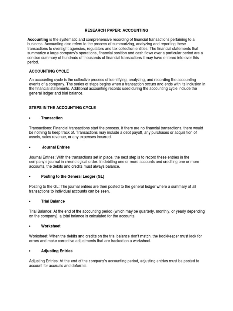 ACCOUNTING RESEARCH PAPER | PDF | Auditor's Report | Audit