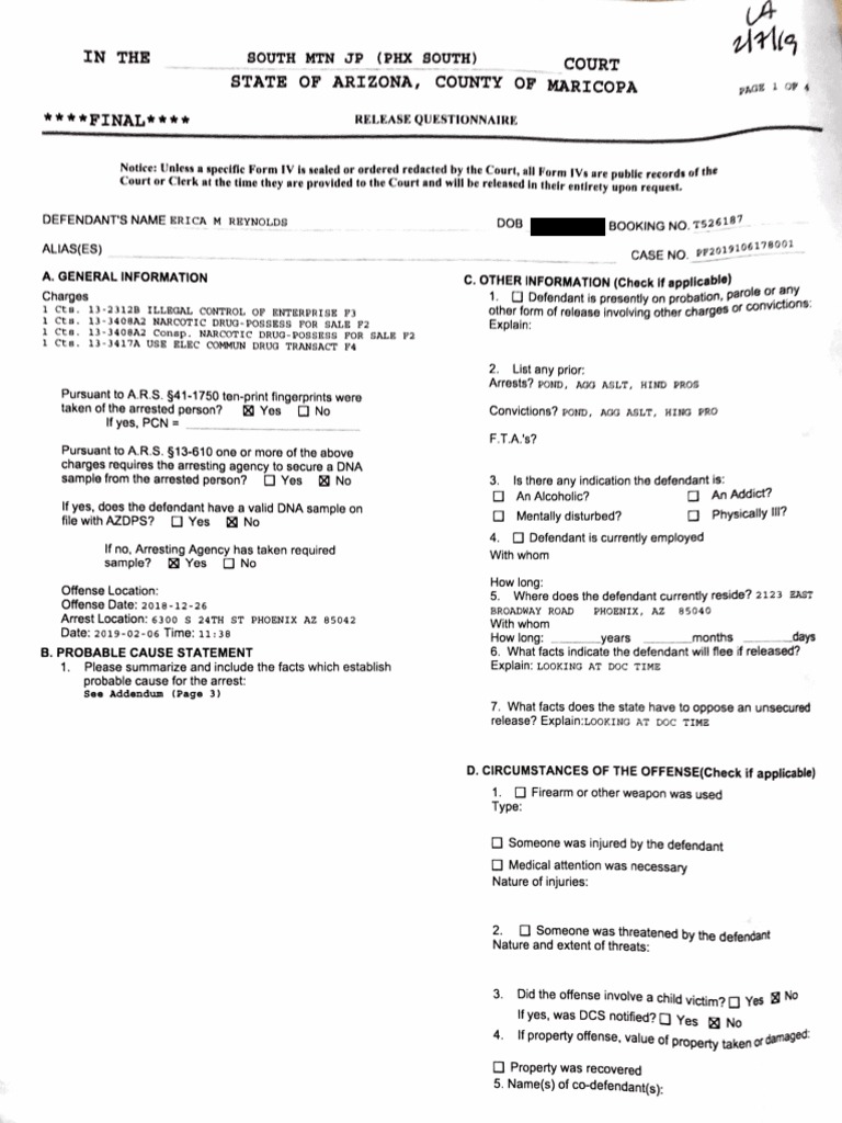Form IV Police Form | PDF