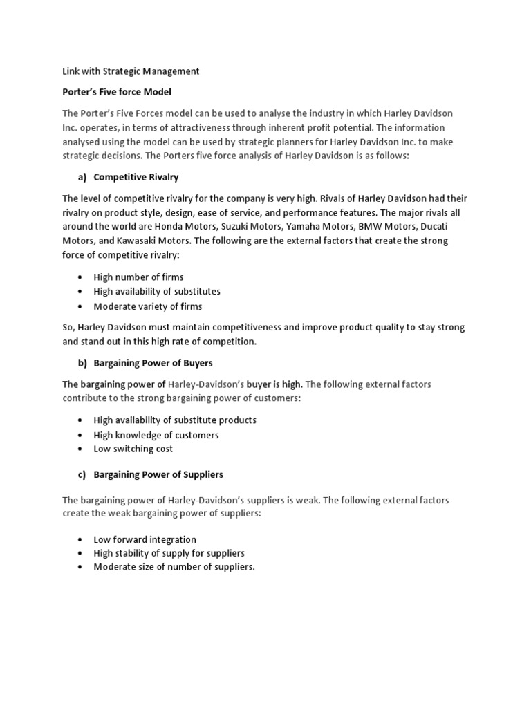 Harley-Davidson Competitive Strategy Analysis | PDF | Harley Davidson ...