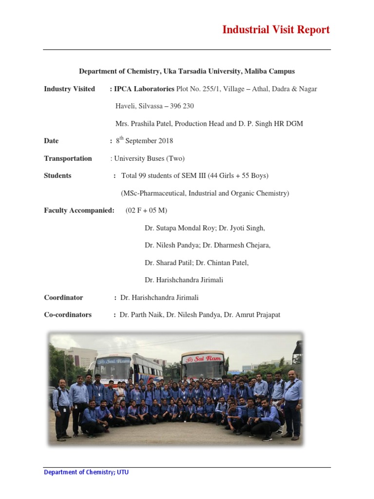 Industrial Visit Report - 08 09 2018 | PDF | Tablet (Pharmacy)