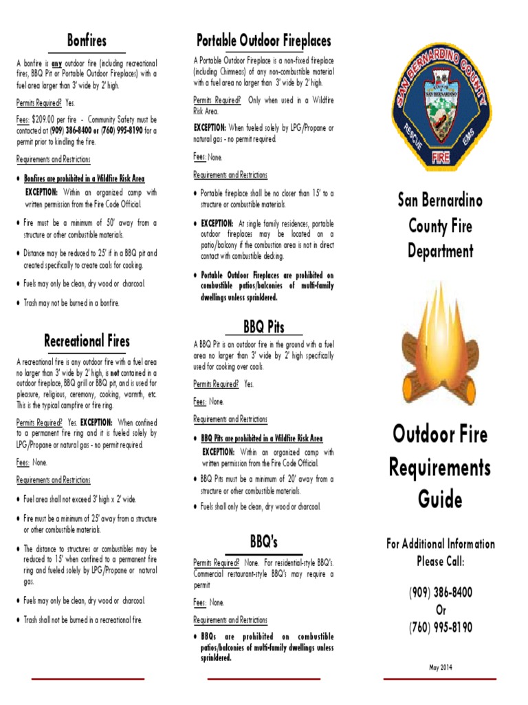 San Bernardino Outdoor Fire Regulations | PDF | Wildfire | Fireplace