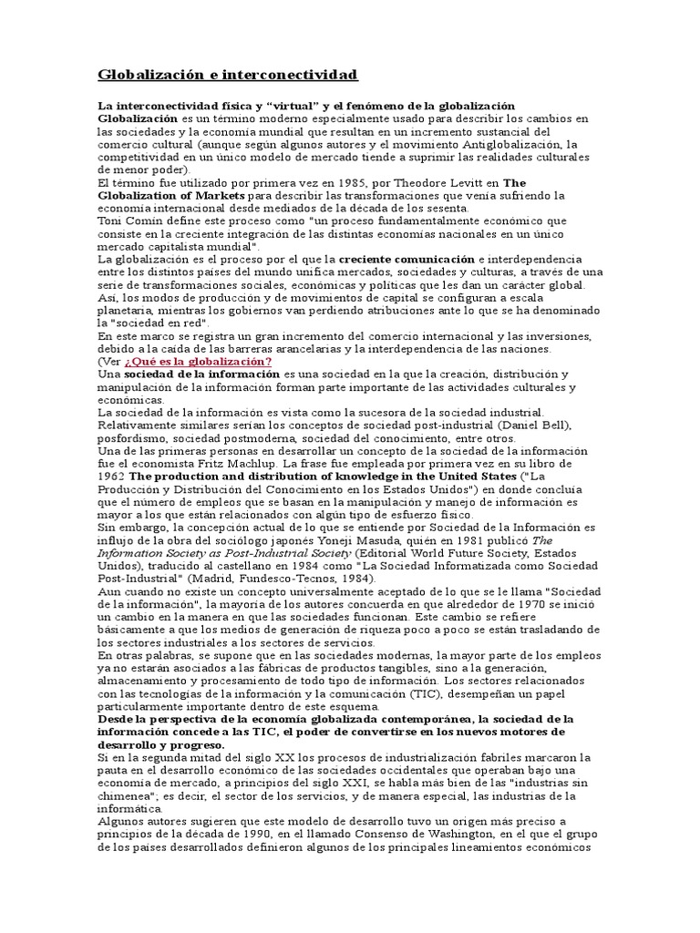 Globalización e Interconectividad | PDF | Globalización | Economias