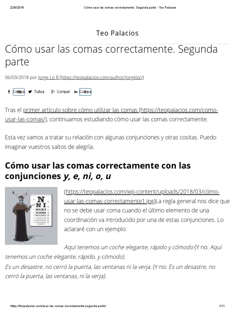 Cómo Usar Las Comas Correctamente. Segunda Parte - Teo Palacios | PDF ...