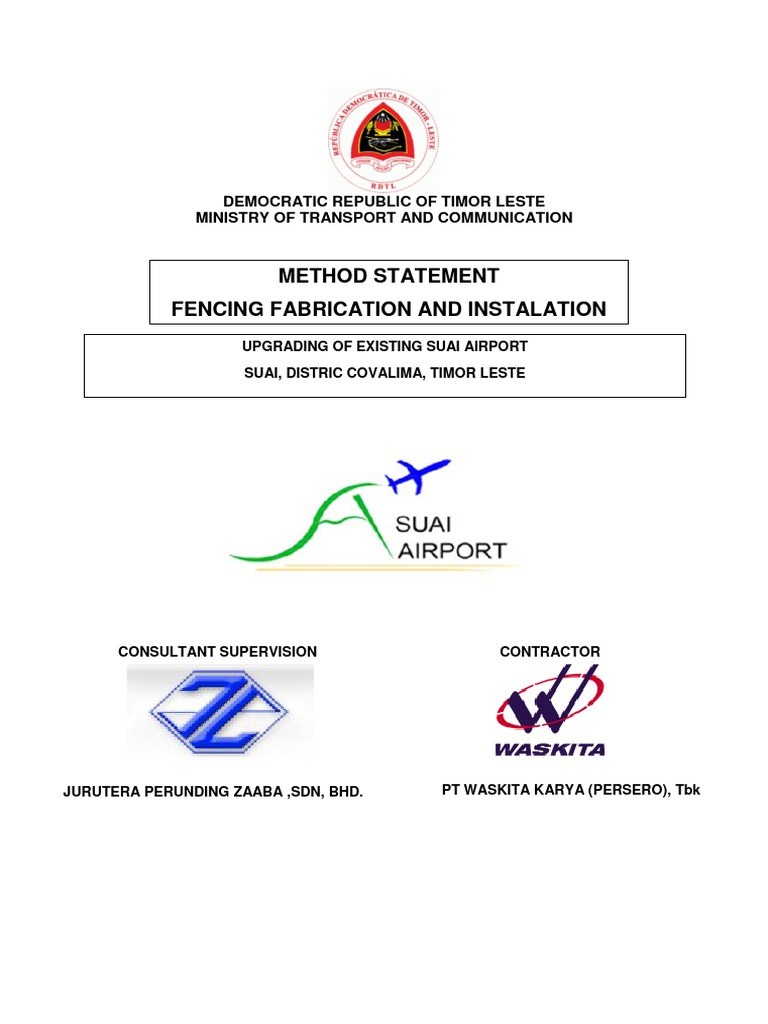 Method Statement Fencing Fabrication and Instalation | PDF | Personal ...