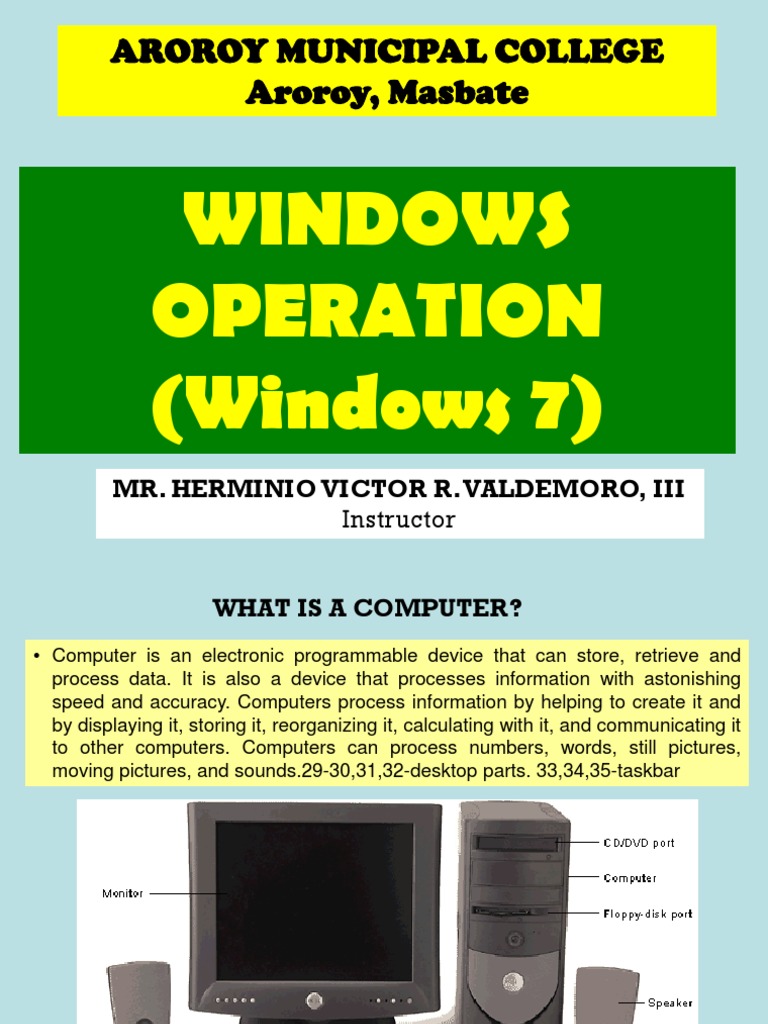 Windows Operation (Windows 7) : Aroroy Municipal College Aroroy ...