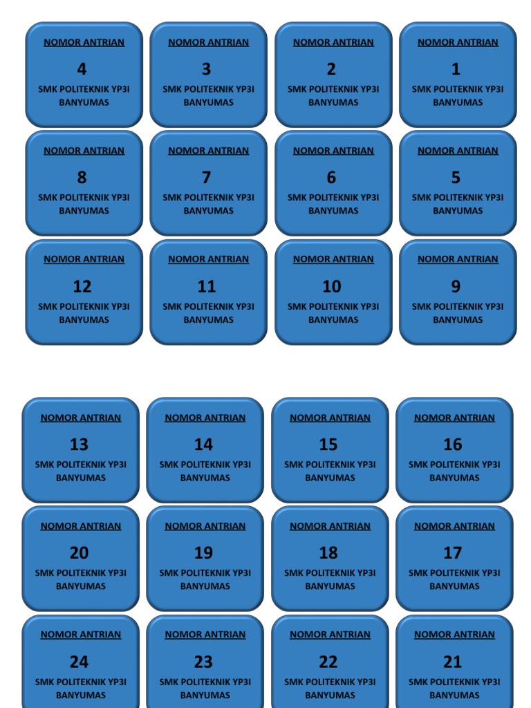 Nomor Antrian Pengambilan Raport | PDF