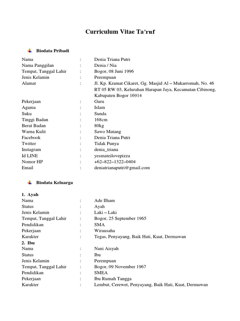 Curriculum Vitae Taaruf | PDF