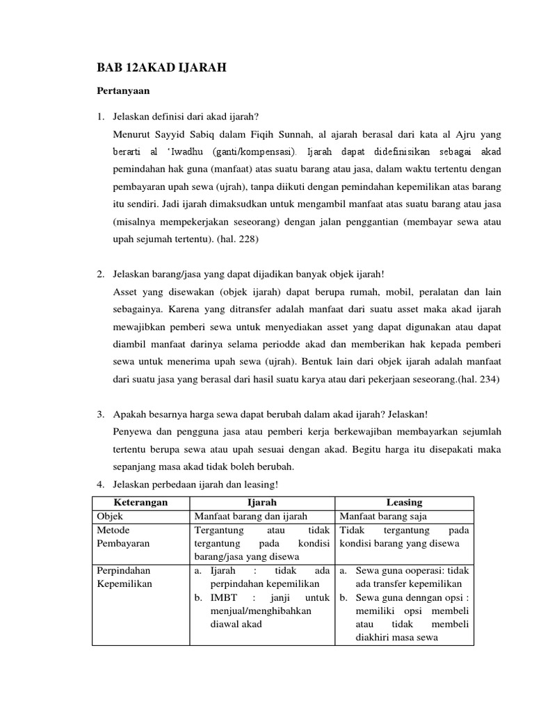 Definisi dan Jenis Akad Ijarah | PDF | Hukum