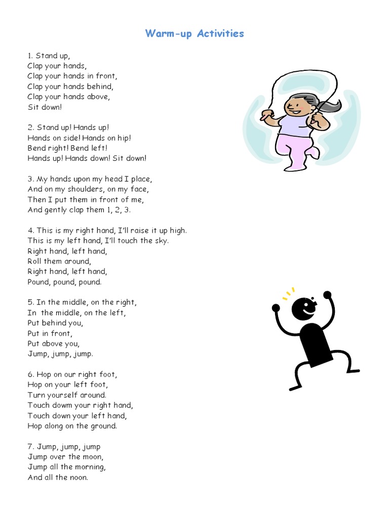 Warm Up Activities | PDF | Elephant | Hand