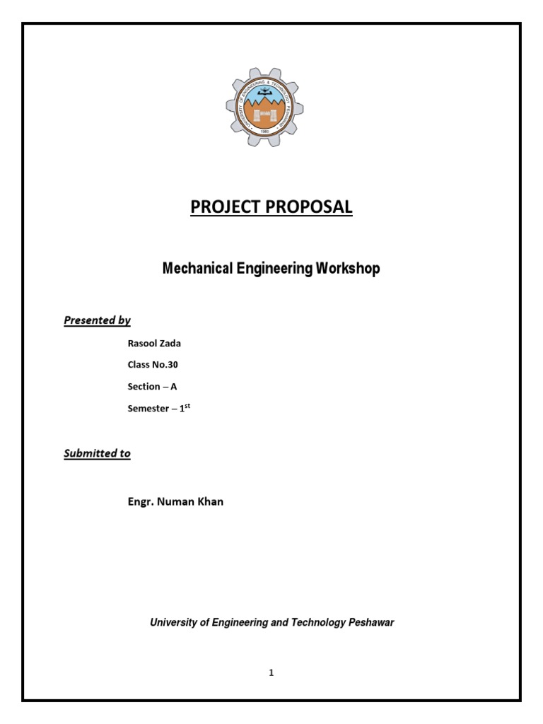 Project Proposal: Mechanical Engineering Workshop | PDF