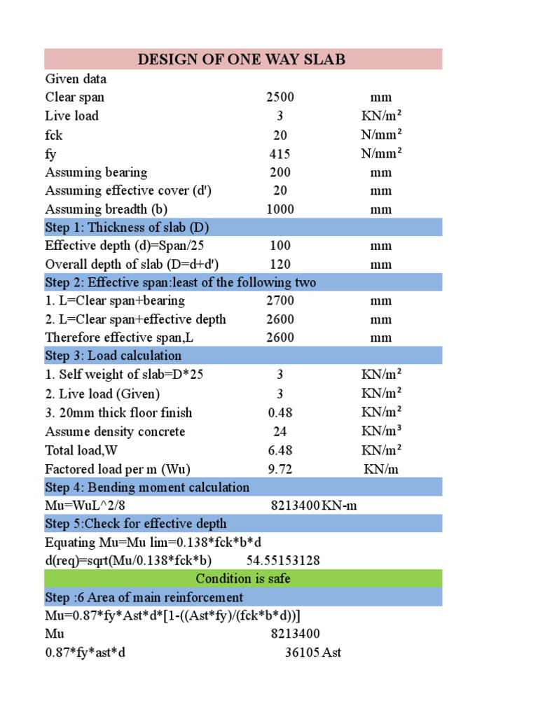 Design of One Way Slab | PDF | Economic Sectors | Continuum Mechanics