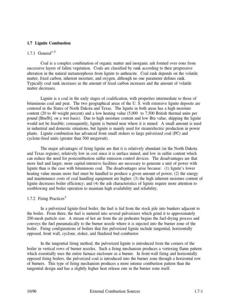 1.7 Lignite Combustion | PDF | Lignite | Combustion