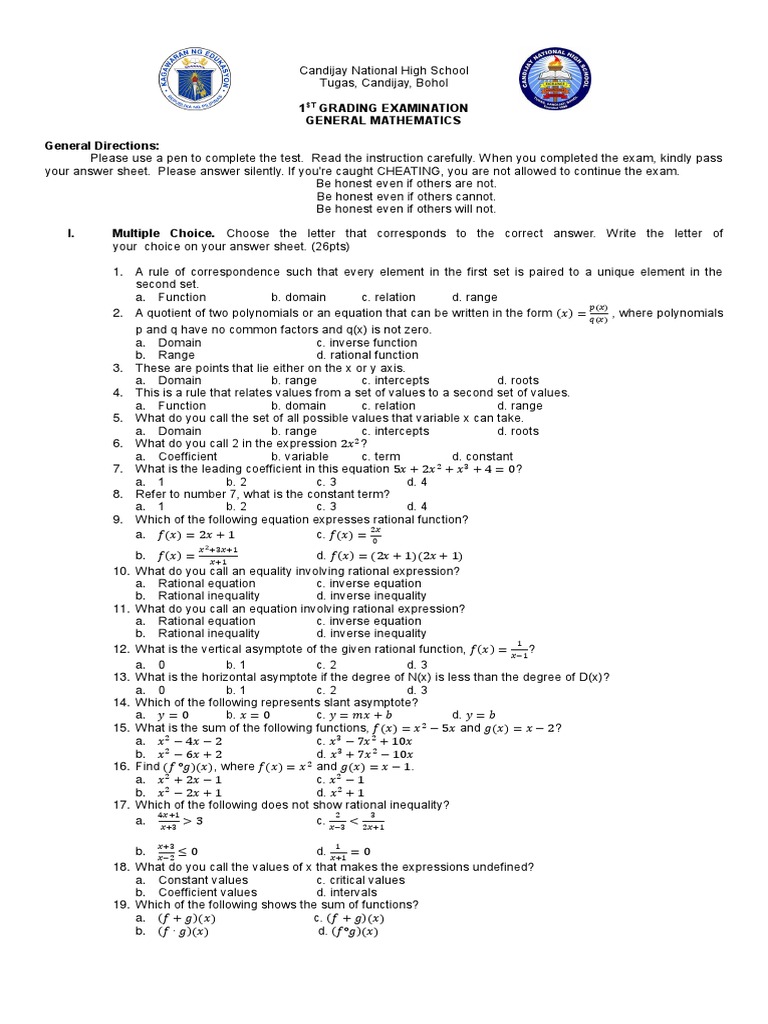 Gen Math | PDF | Polynomial | Asymptote