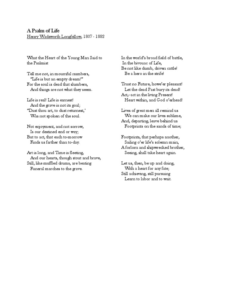 A Psalm of Life | PDF | Art | Poetry