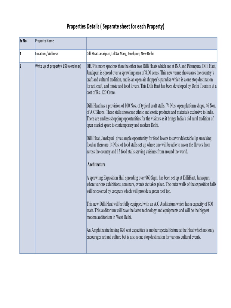 Properties Details (Separate Sheet For Each Property) | PDF | Delhi ...