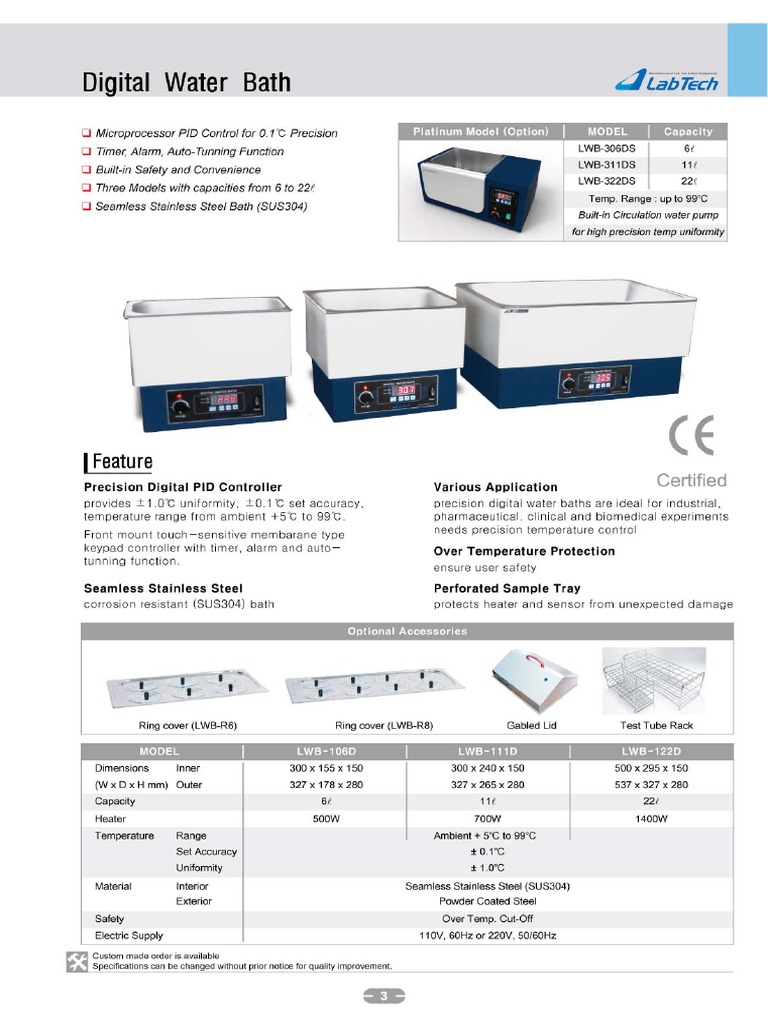 Brosure Daihan Labtech - Digital Waterbath | PDF
