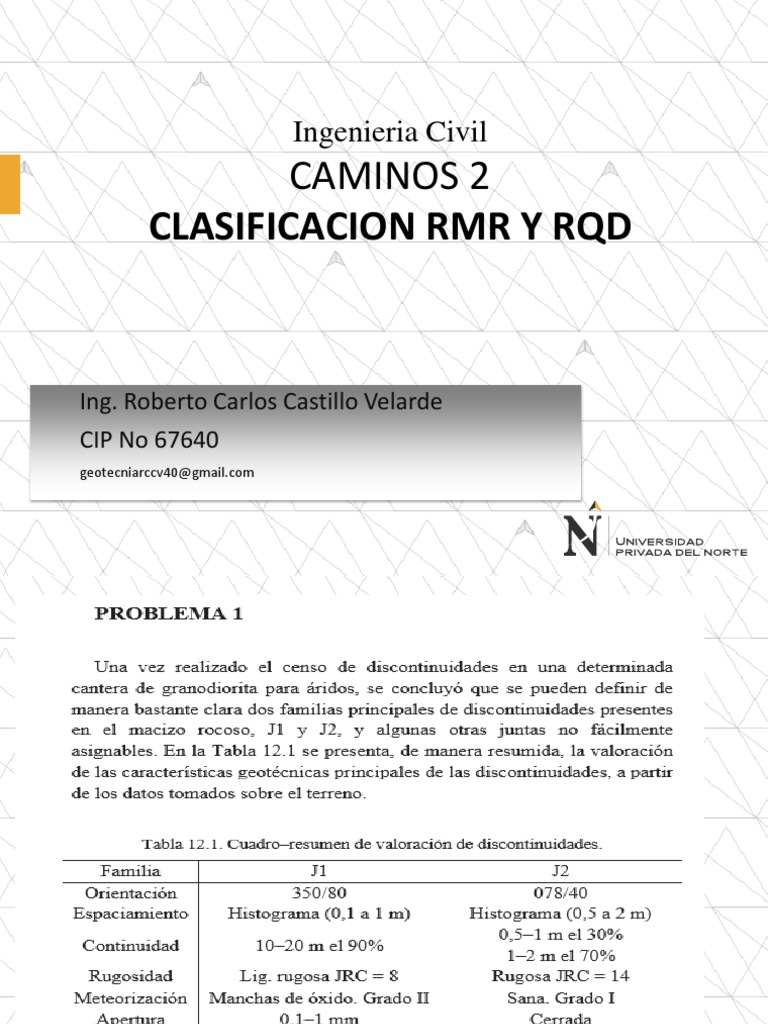 Ejemplo de Clasificacion RMR | PDF