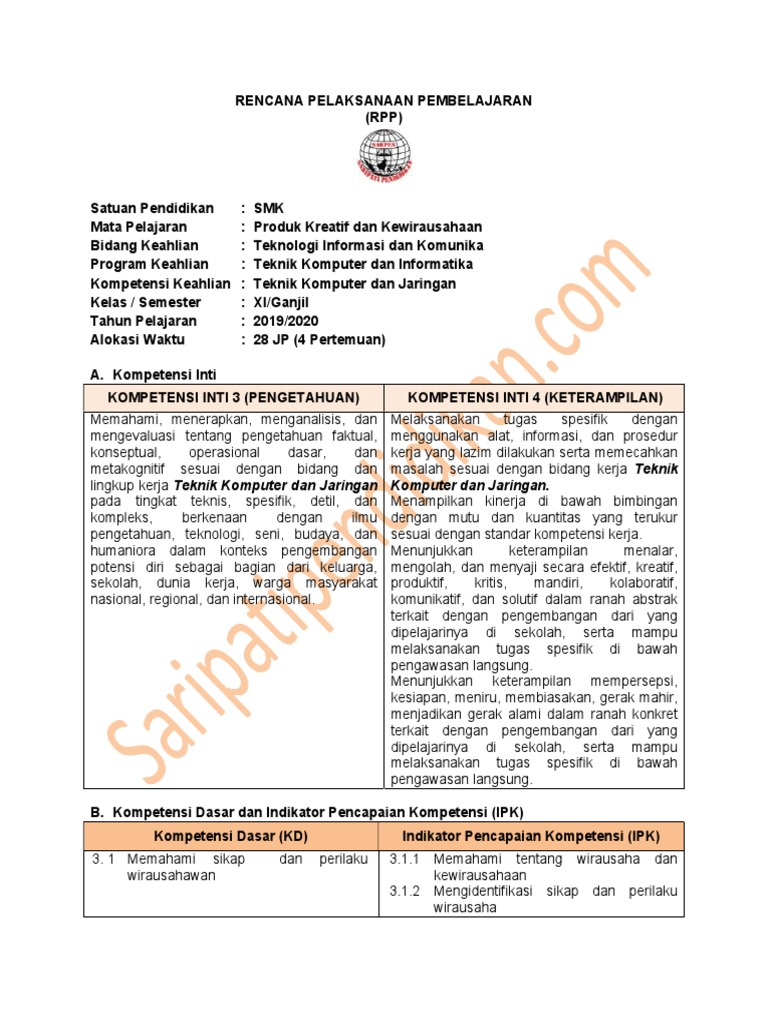 RPP PKK TKJ 11 SMK | PDF