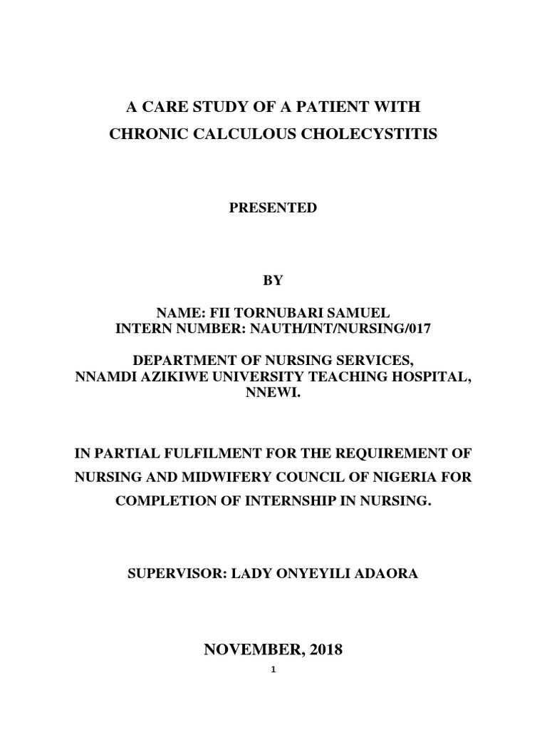 Chronic Calculous Cholecystitis Care Study | PDF | Gallbladder | Bile