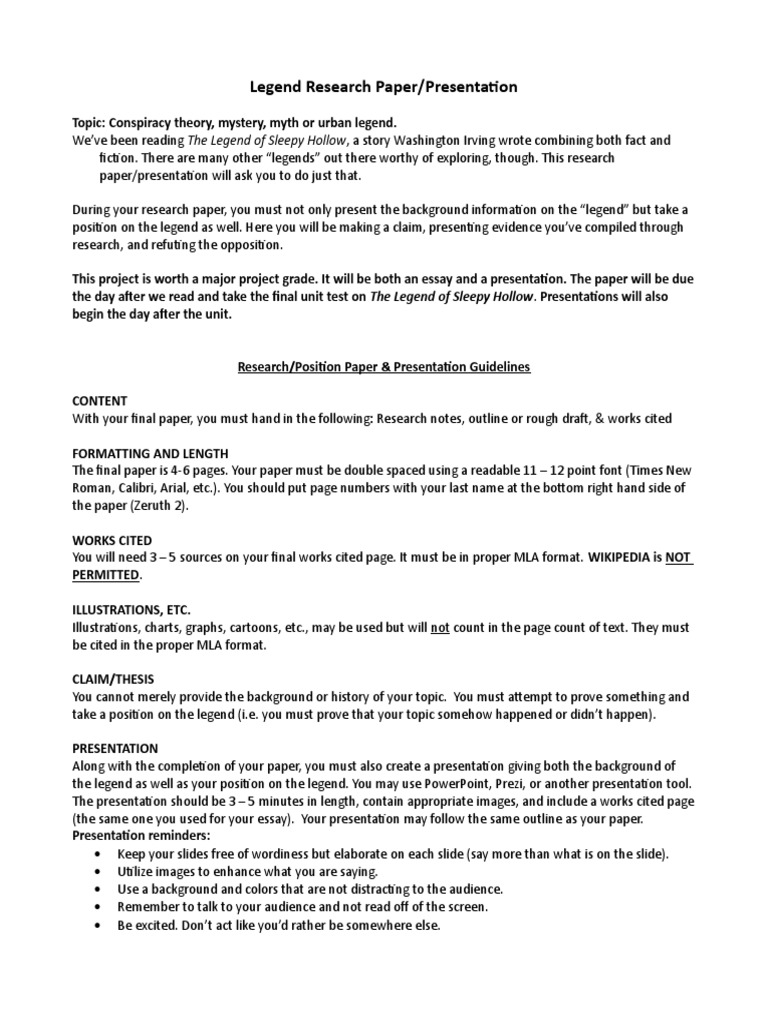 Legend Research Project | PDF | Essays