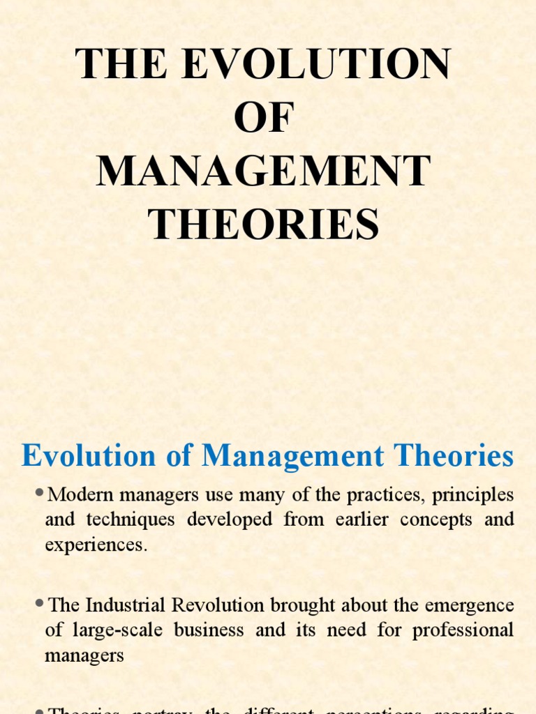 Evolution of Management Theories PDF | PDF | Motivation | Motivational