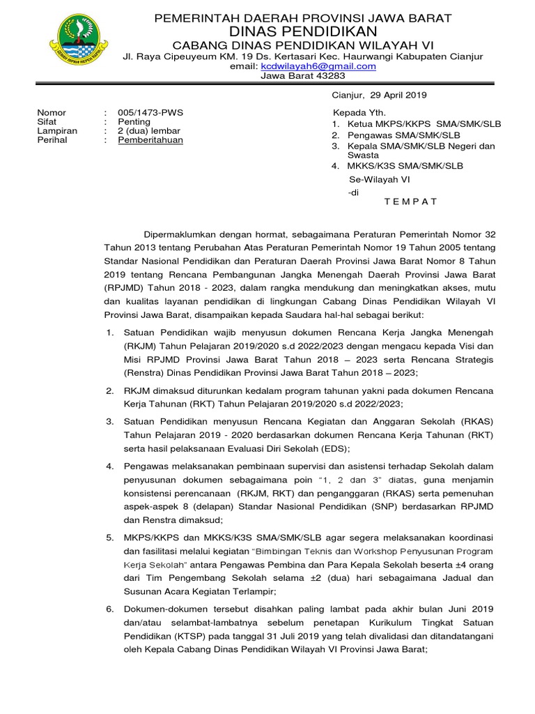 Surat Penyusunan Program Kerja PDF | PDF