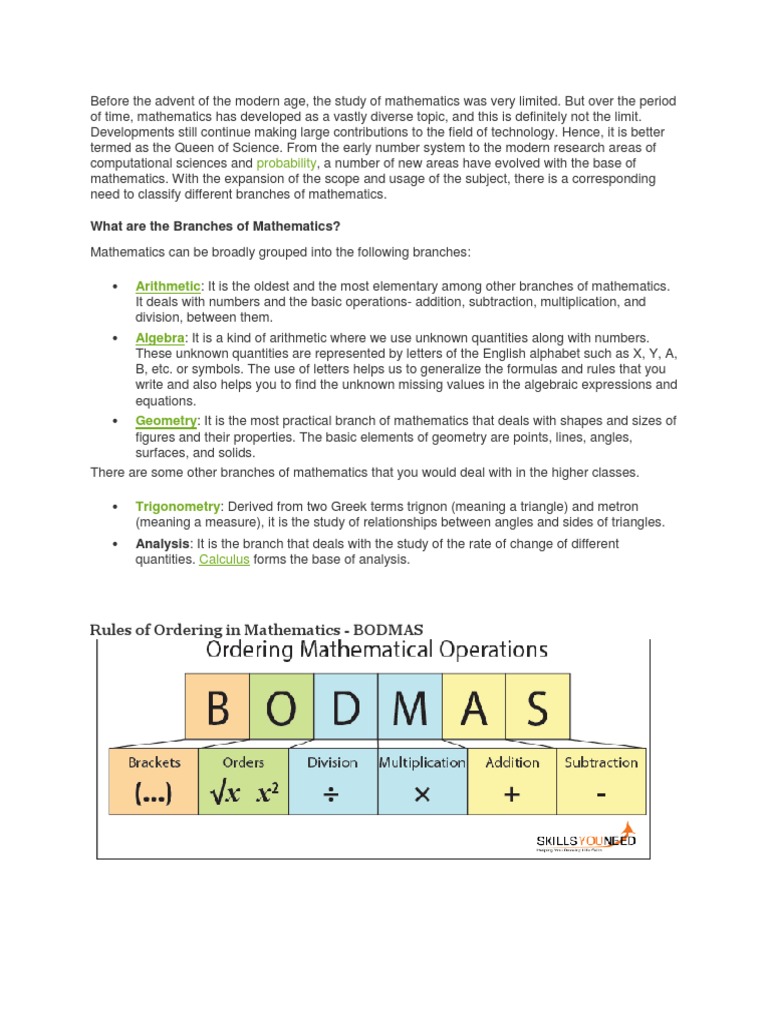 Probability: What Are The Branches of Mathematics? | PDF ...